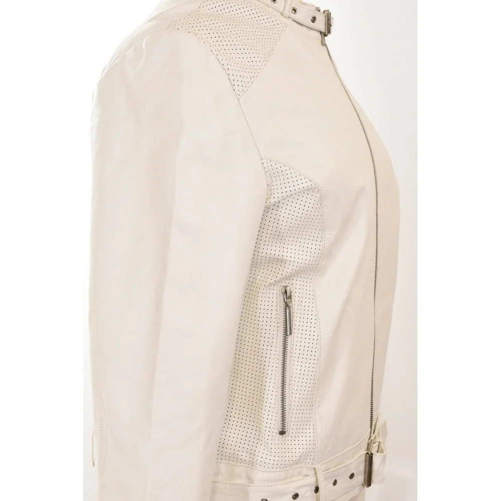 Real Work Wear | Jackets & Coats | Real Workwear White Leather Biker ...